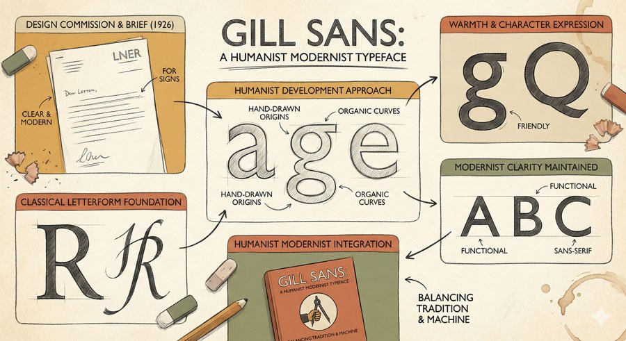 7The-Design-of-Gill-Sans-Humanist-Modernist-Typeface | Learn That Yourself